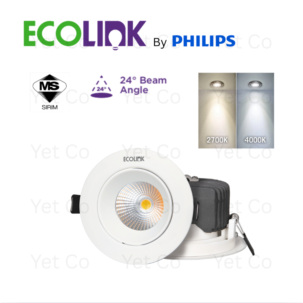 (SIRIM) Ecolink by Philips LED Spotlight E27 5.5w 240v 24D Bulb, Size ...