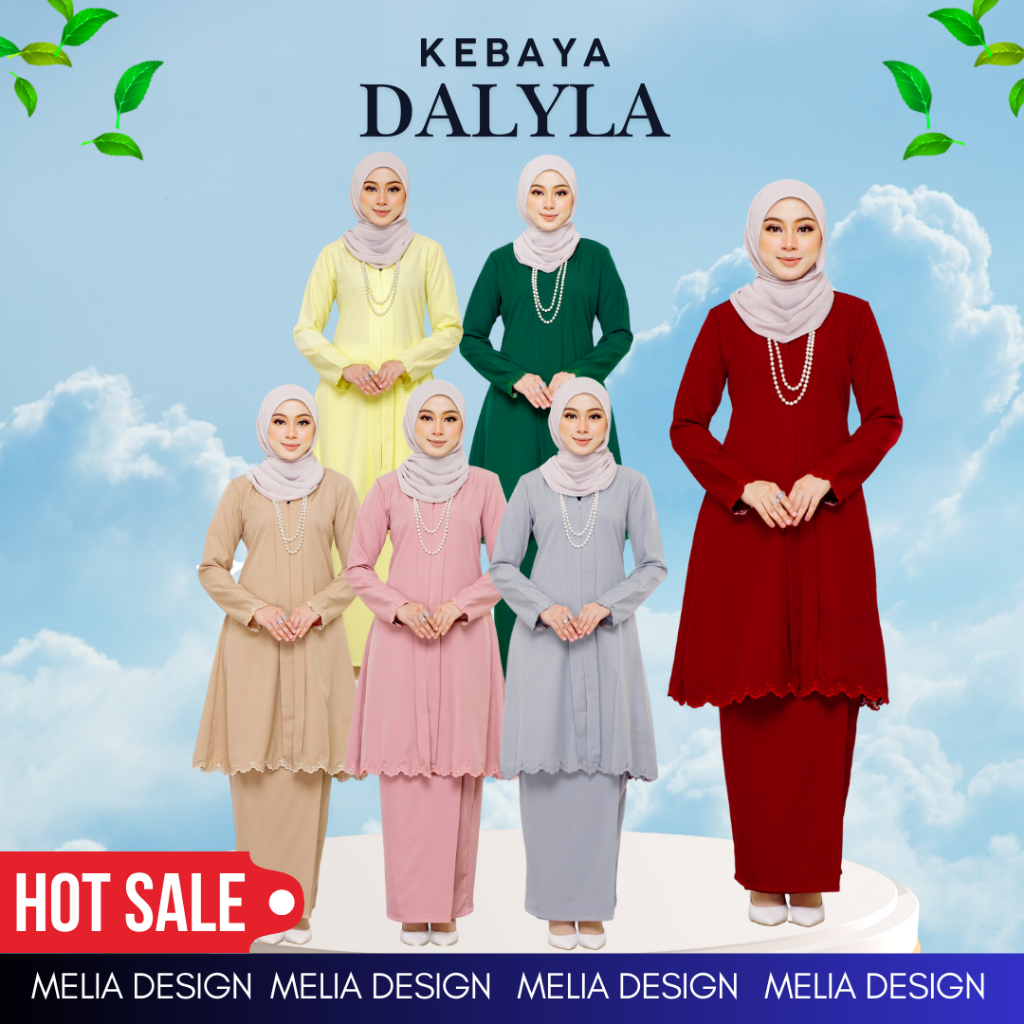KEBAYA DALYLA BY MELIA DESIGN SULAM BIKU PLAIN COTTON SILK PREMIUM ...
