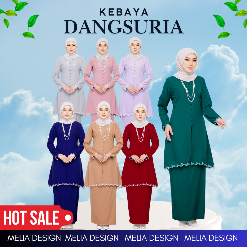 KEBAYA DANGSURIA BY MELIA DESIGN SULAM BIKU PLAIN COTTON SILK PREMIUM ...