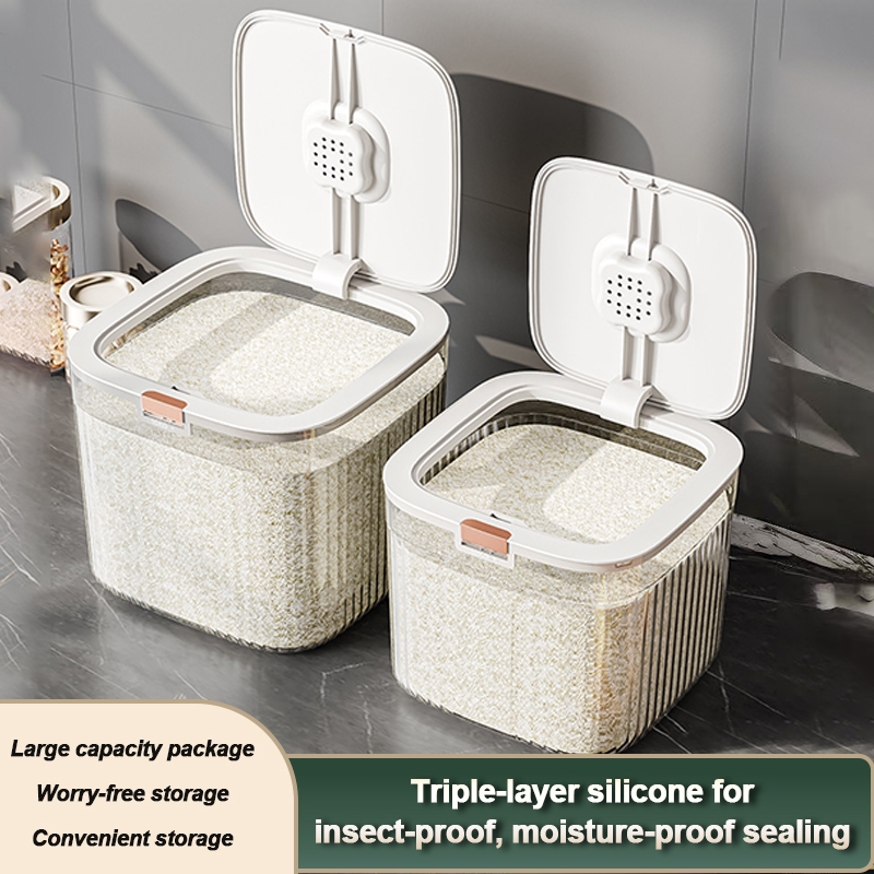 10KG Rice Storage Box Grain Container Household Cereal Rice Bucket ...