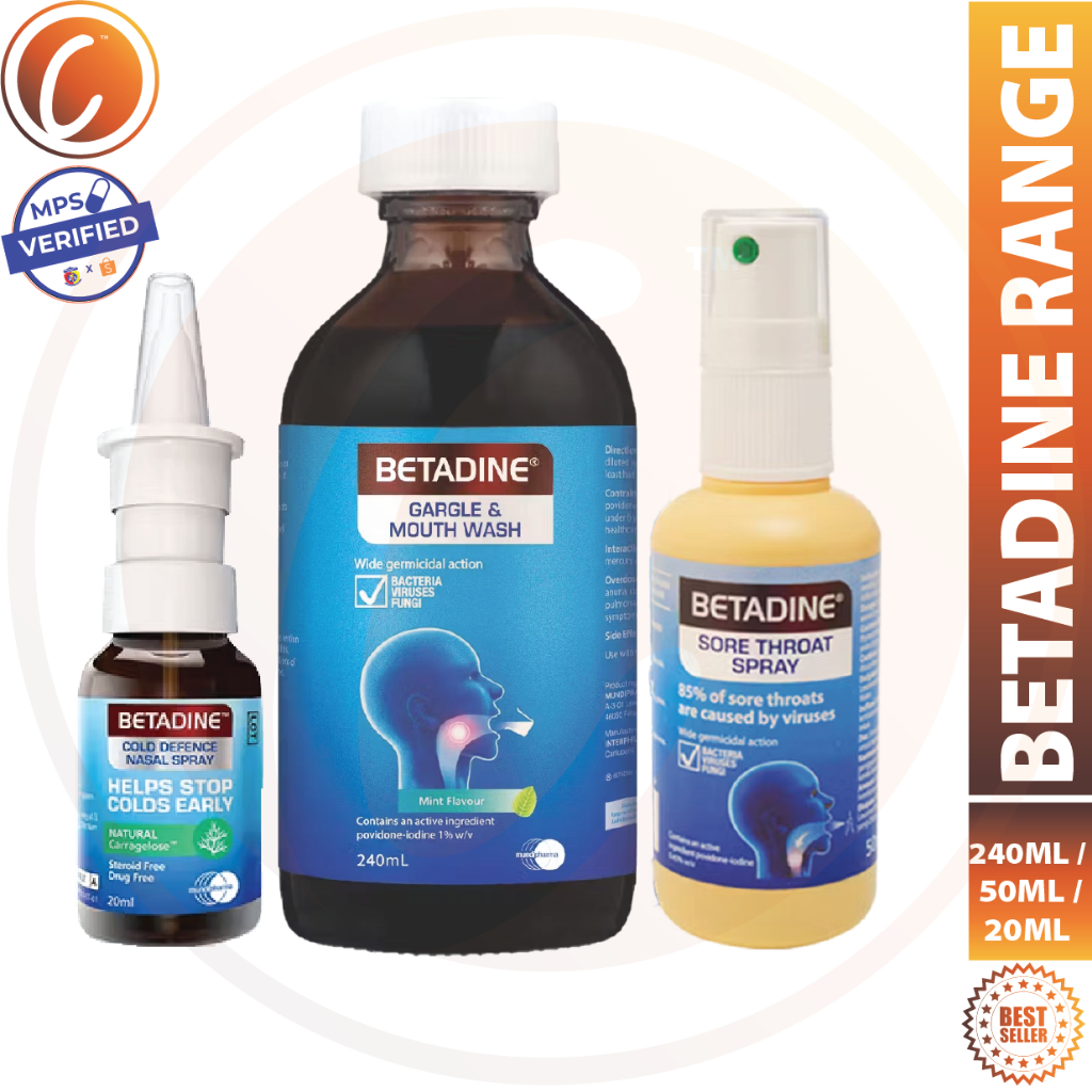 MUNDIPHARMA Betadine Sore Throat Spray Mouth Gargle / Cold Defence ...