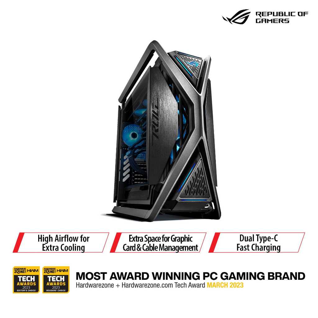 ASUS ROG Hyperion GR701 PC Case (support 2 x 420 mm radiators, four pre ...