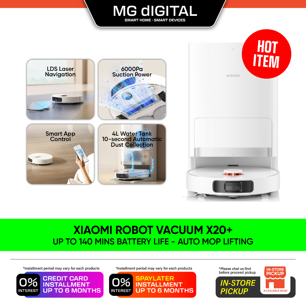 [MY Set] Xiaomi Robot Vacuum X20+ - 6000Pa Suction Power 4L Large ...
