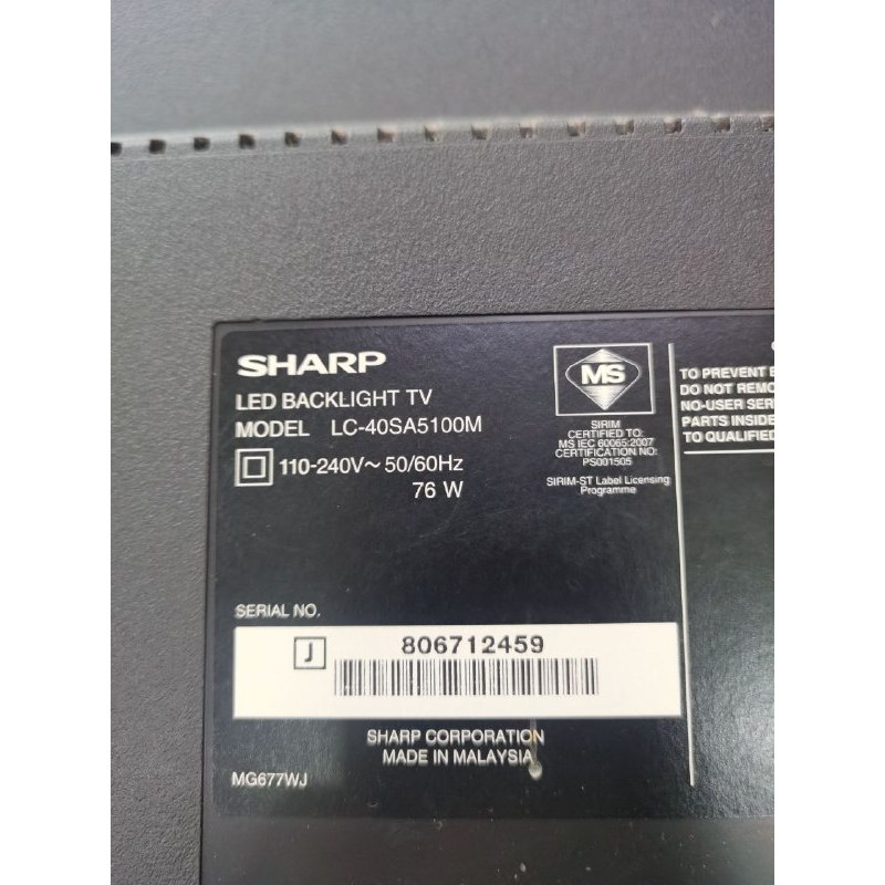 HOT ITEM!!! SHARP LC-40SA5100M POWERBOARD USED BOARD!! | Shopee Malaysia