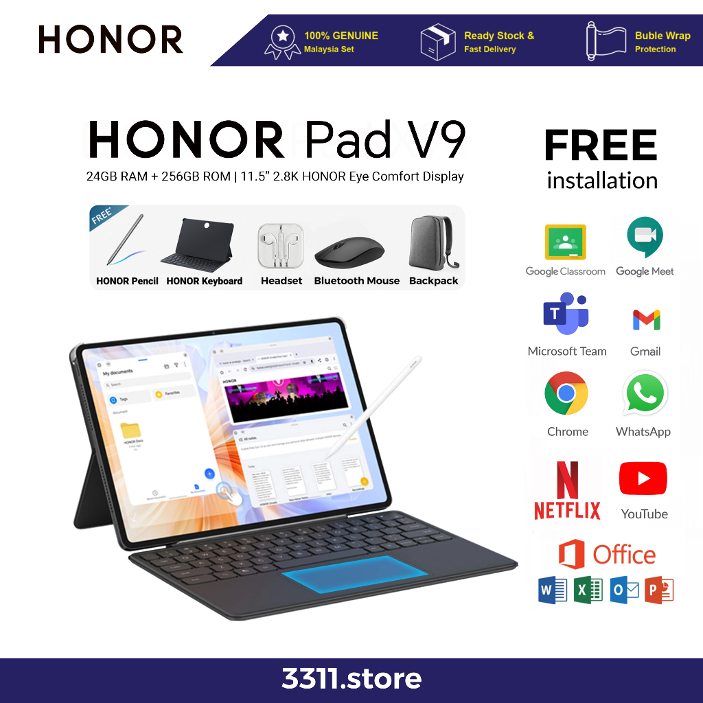 HONOR Pad V9 24(12+12)GB+256GB AI-Powered | 11.5” 2.8K HONOR Eye ...