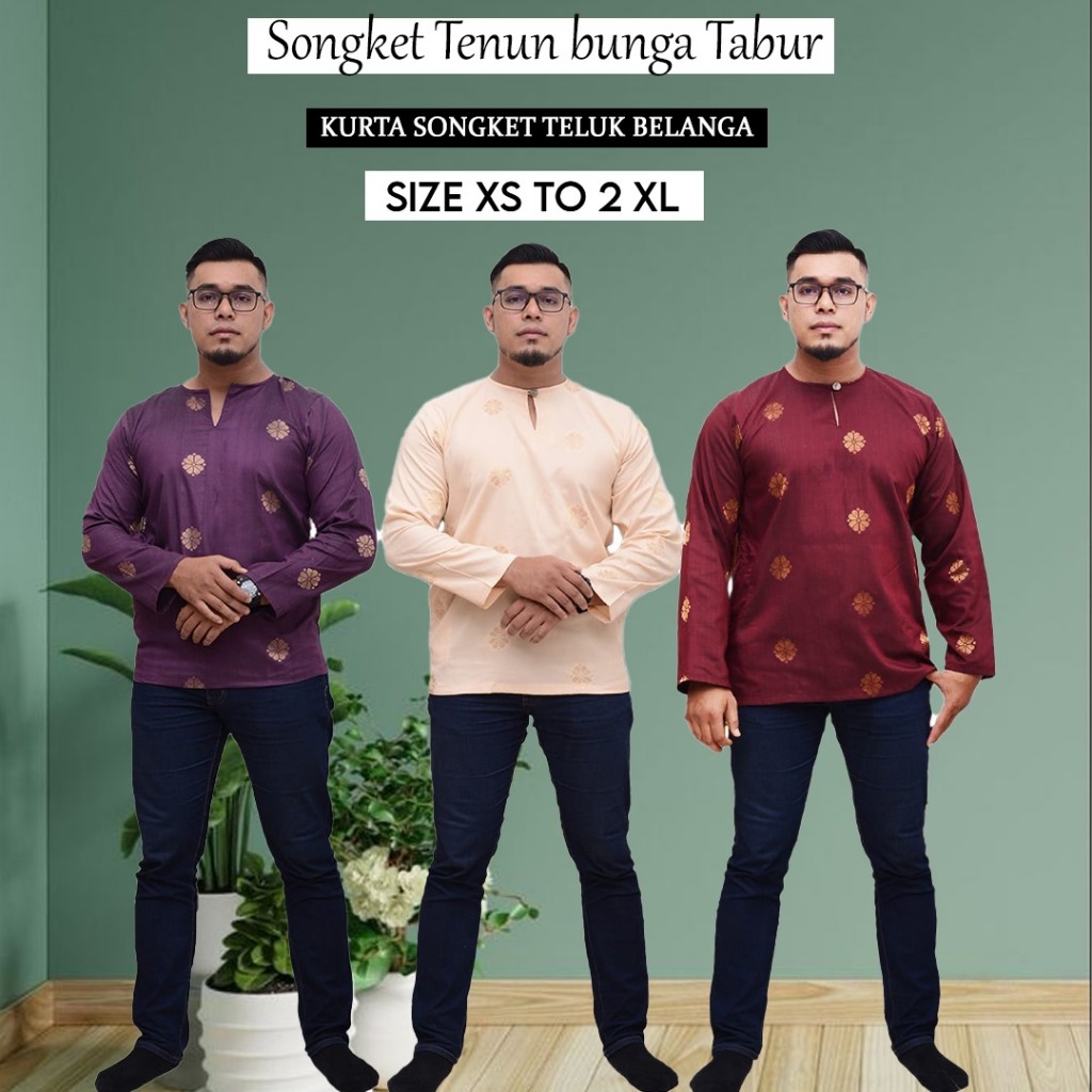 SIZE S-2XL | Kurta Songket (TELUK BELANGA) | Songket tenun cotton ...