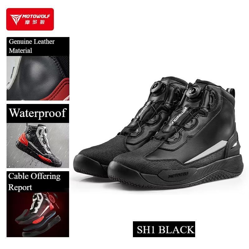 MOTOWOLF SH1 Riding Shoe Motorcycle Riding Gear Waterproof Black Unisex ...