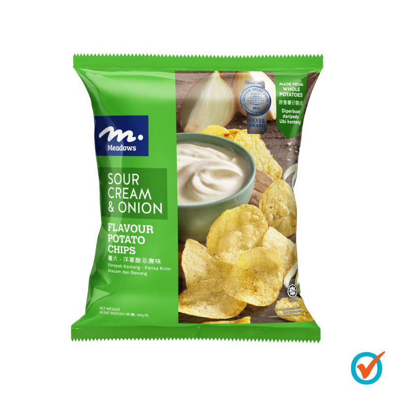 Meadows Potato Chips 60g - Sour Cream & Onion | Shopee Malaysia