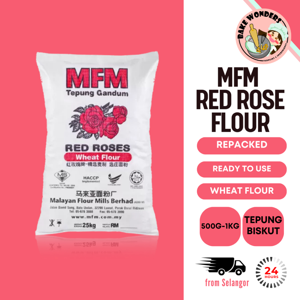 Red Rose Flour / Tepung Biskut / Medium Protein Flour 500g/1kg ...
