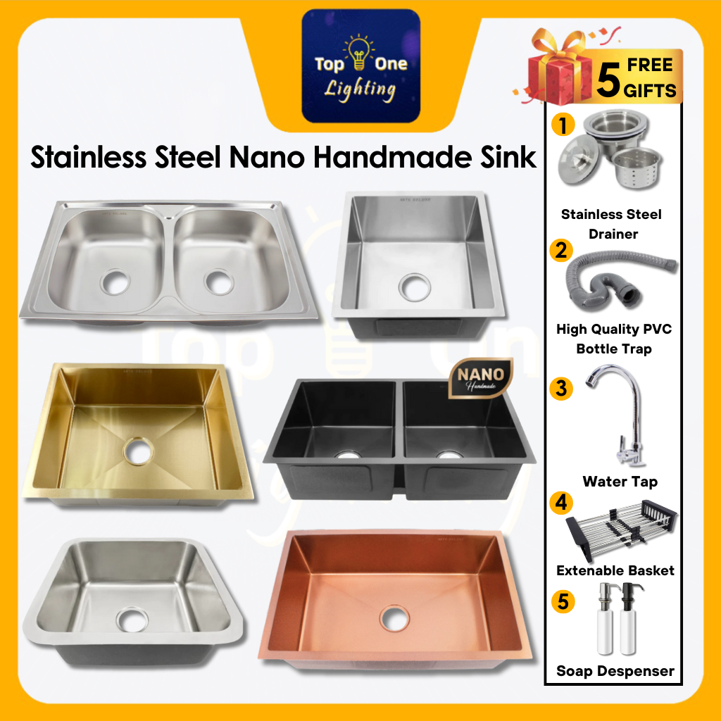 NANO Sink 304 Stainless Steel Kitchen Double Single Bowl Basin Sink ...