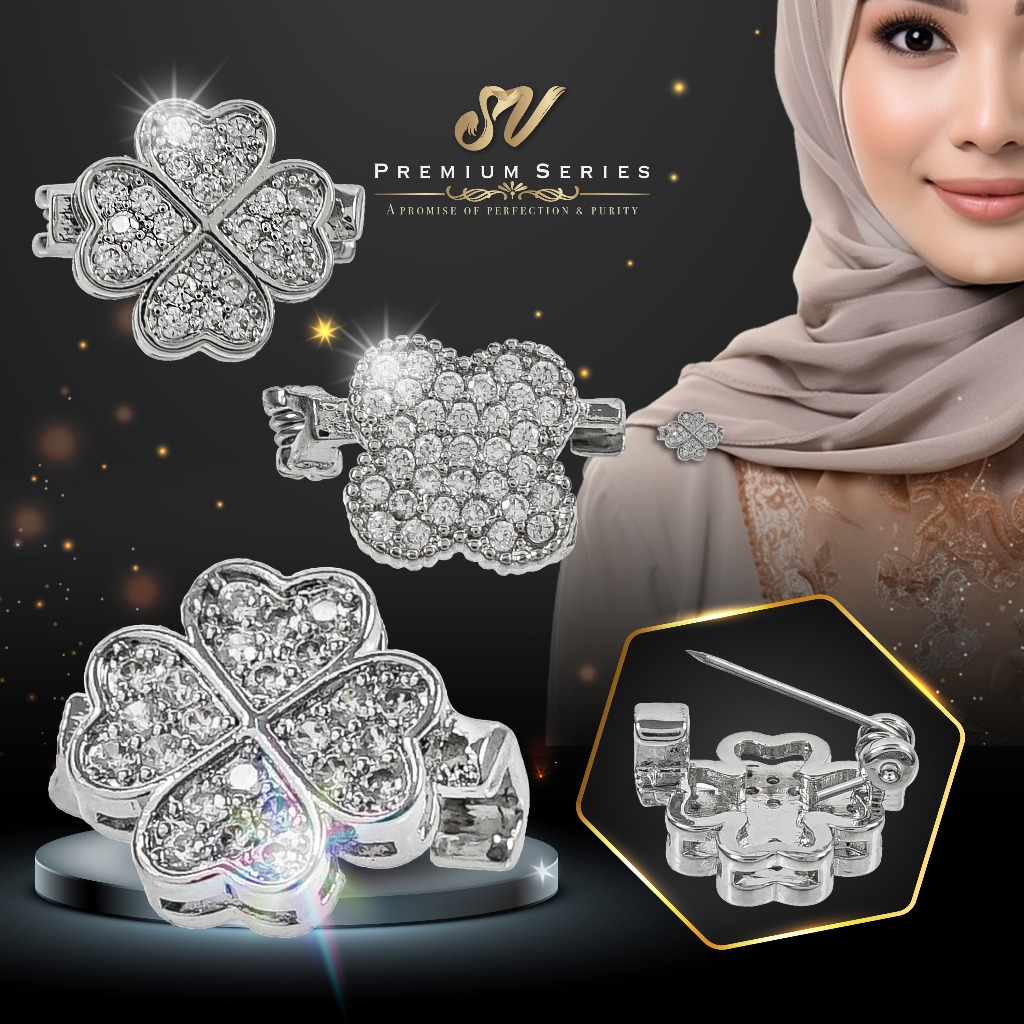 Sv Premium Kerongsang Tudung Bunga Exclusive Pin Tudung Zircon Mewah ...