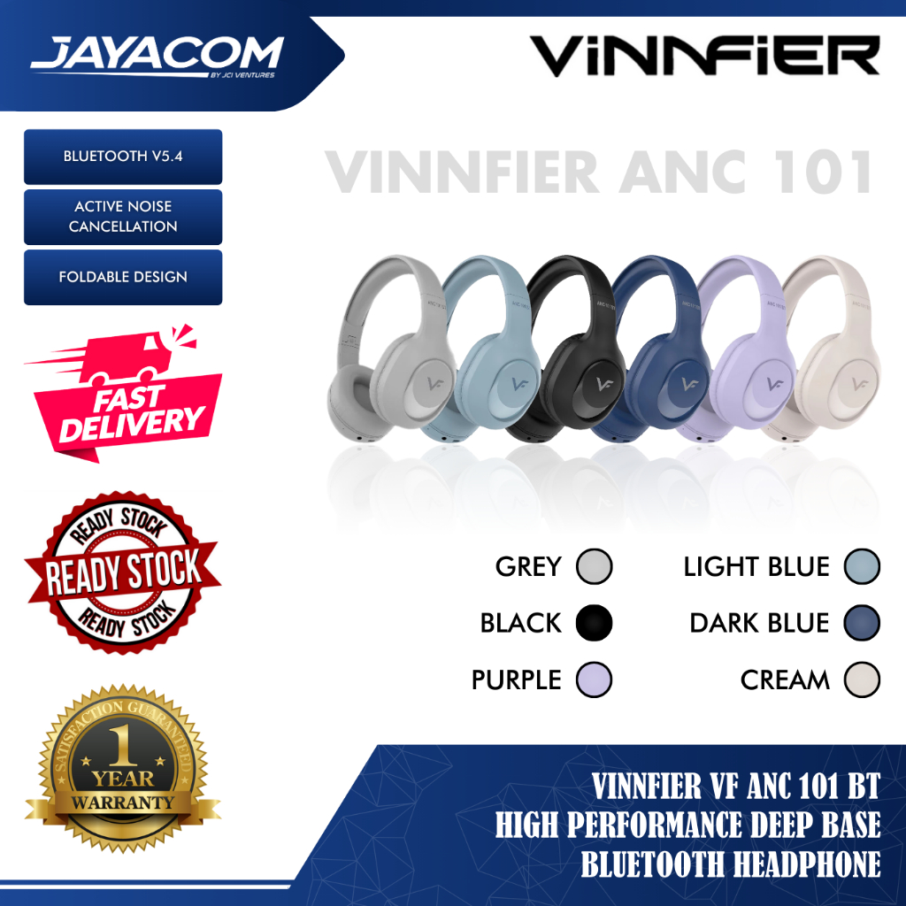 Vinnfier VF ANC 101 BT High Performance Deep Base Bluetooth Headphone ...