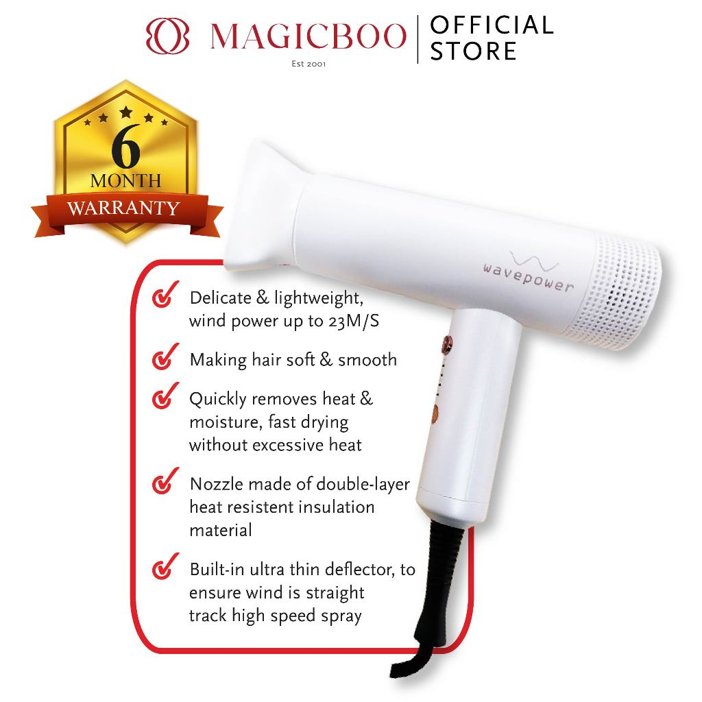 Magicboo Wave Power WP-713 Ultra-Light Ionic Hair Dryer | Shopee Malaysia