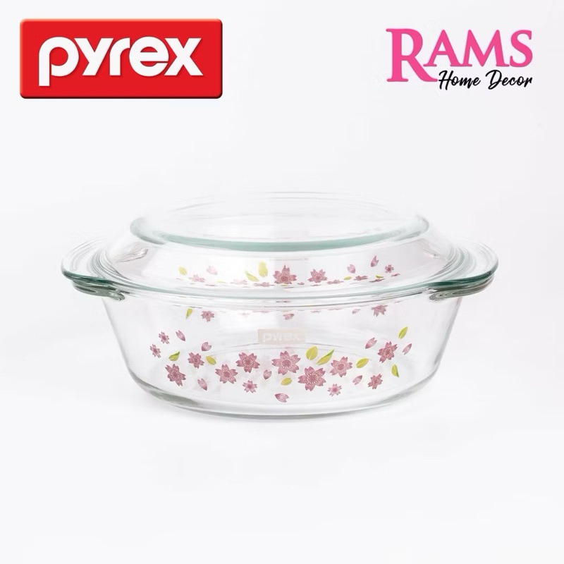 Pyrex 2000ML Heat Resistant Tempered Glass Casserole with lid / Sakura /pie plate Rectangle ...
