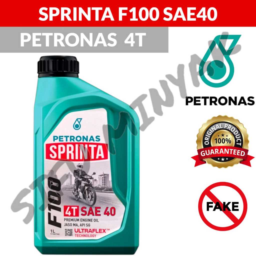 100% ORIGINAL PETRONAS SPRINTA 4T F100 SAE40 SAE-40 ENGINE OIL MOTORCYCLE MINYAK HITAM MOTOR ...