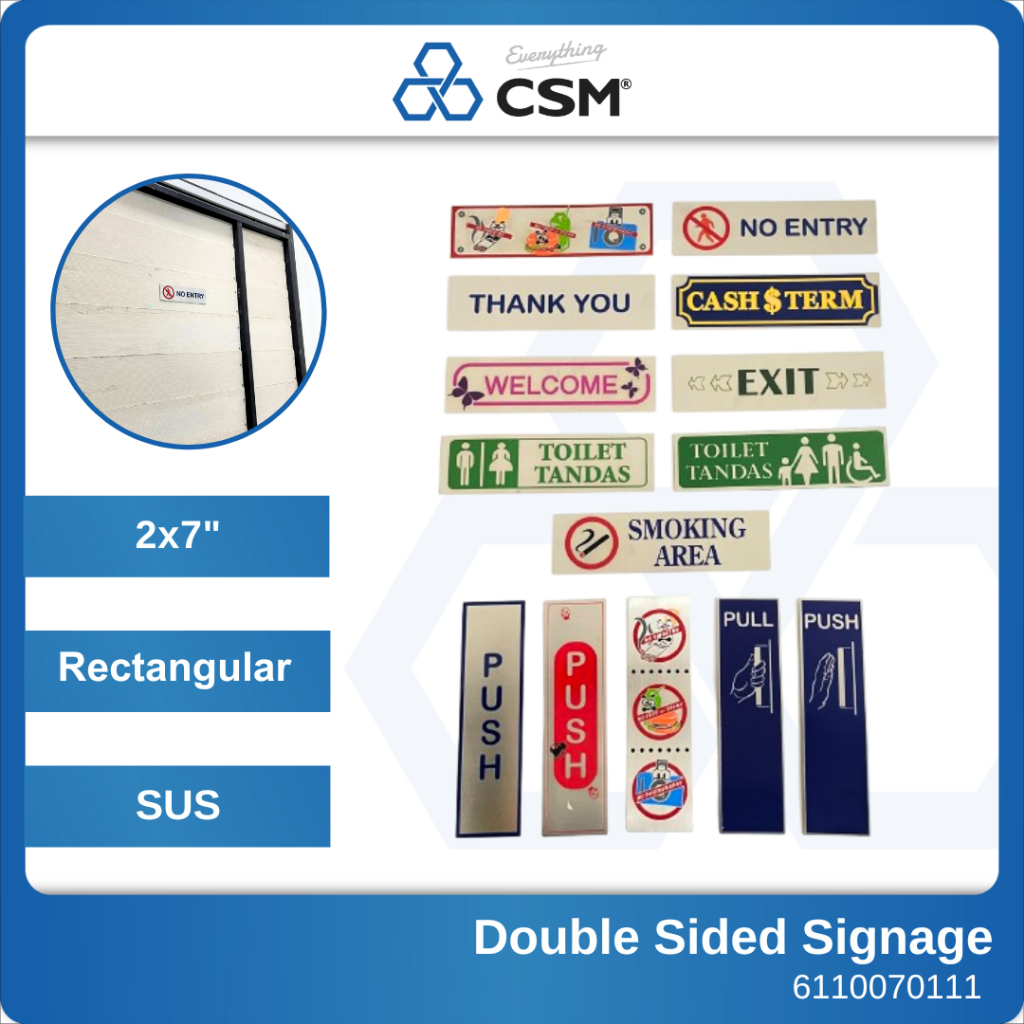 CSM SUS 304 Signboard Signage 2x7" Popular Signboard Door Wall Sticker ...