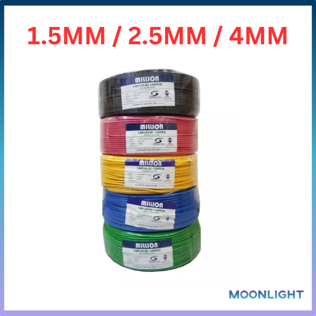 Million Cable 1.5MM 2.5MM 4MM Single PVC Insulated 100% Full Copper ...