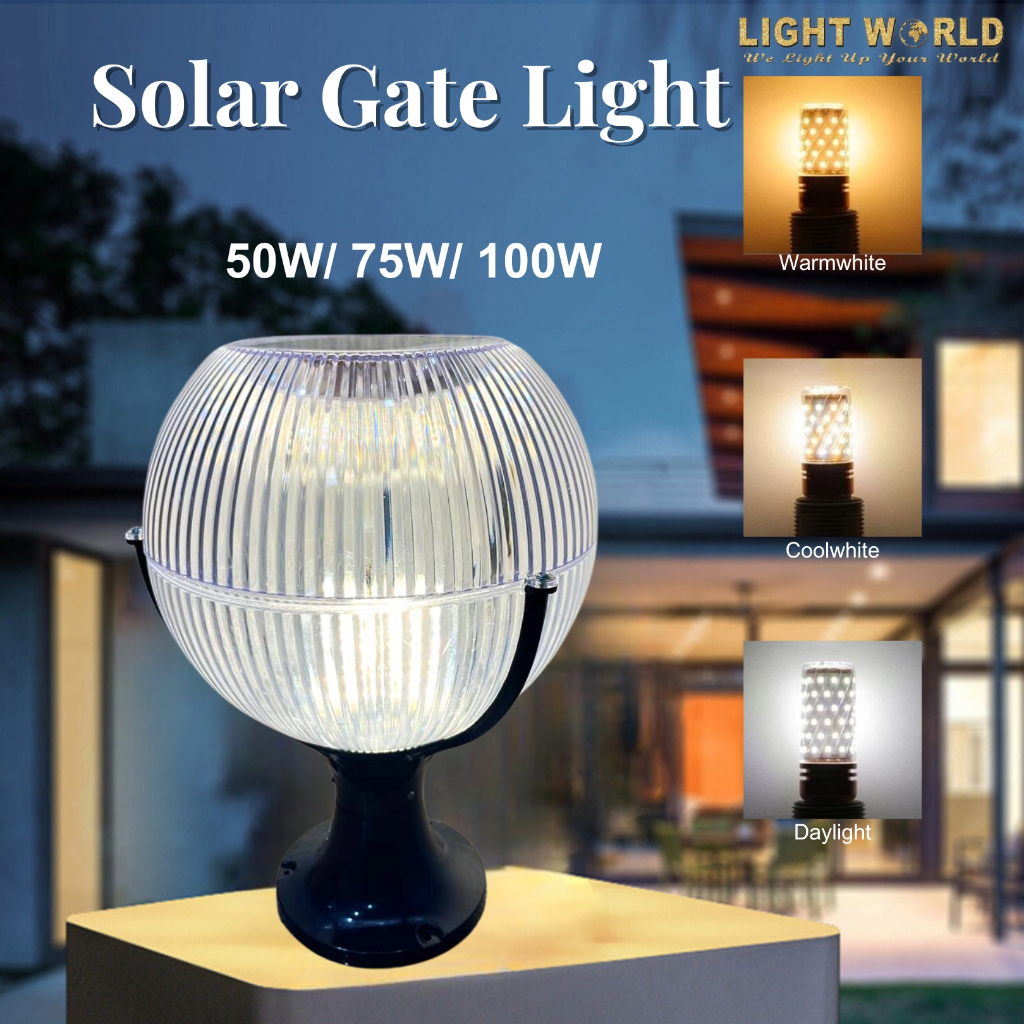 SOLAR LED GLOBE GATE LIGHT Lampu pagar solar LED Solar Garden Light ...