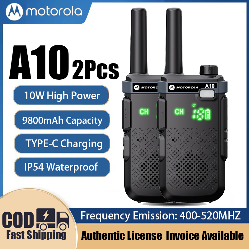 2PCS Motorola A10 mini Walkie Talkie 9800mAh Battery | 10W 10KM Long ...