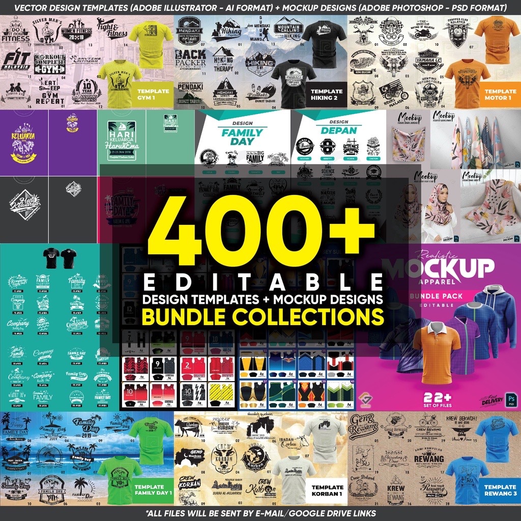 BUNDLE TEMPLATE DESIGN + MOCKUP COLLECTIONS EDITABLE (Ai + Psd Format ...