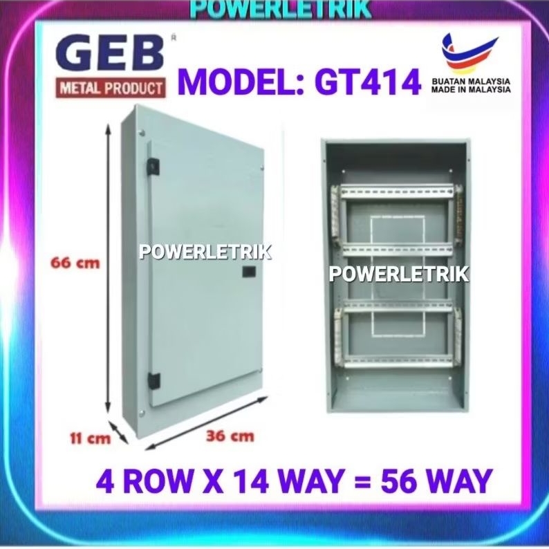 🔥READY STOCK🔥 GEB GT 414 METALCLAD 4 ROW 56 WAY MCB DISTRIBUTION BOX ...