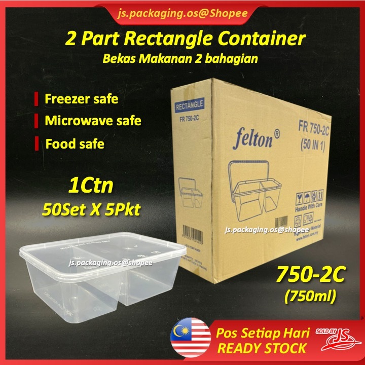 750-2C Disposable 2 Part Container Plastic Rectangular [50sets± X 5Pkt ...