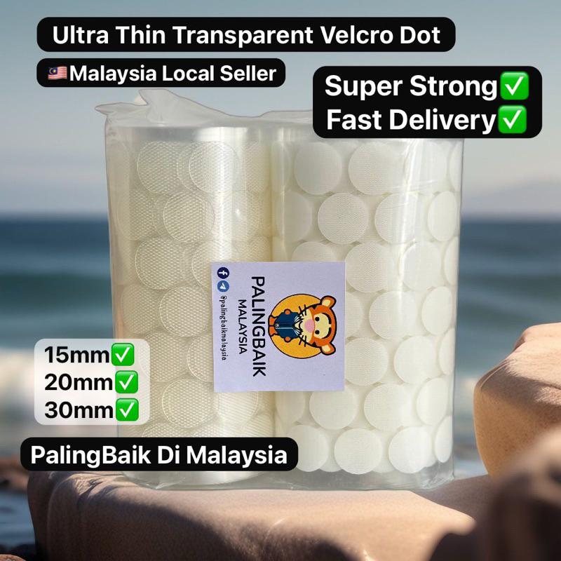 Velcro Dot Lutsinar Nipis&Kuat Ultra-Thin 15mm 20mm 30mm Transparent ...