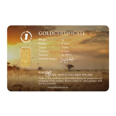 PUBLIC GOLD BULLION BAR 1G (999.9) - AFRICAN LION | Shopee Malaysia