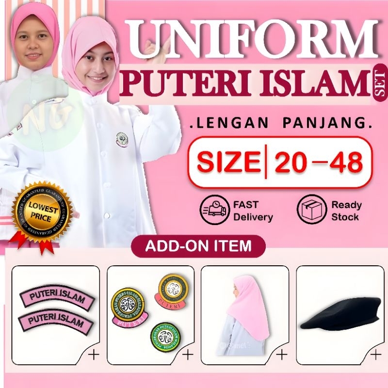 [ORIGINAL] [READY STOCK] UNIFORMS PUTERI ISLAM PINK MURID FULL SET(20 ...