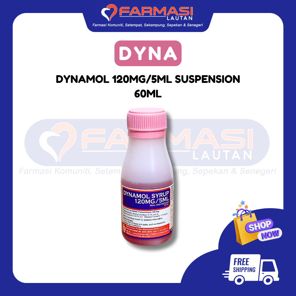 (Suitable for Baby) Dynamol Paracetamol 120mg/5mL Suspension (60mL ...