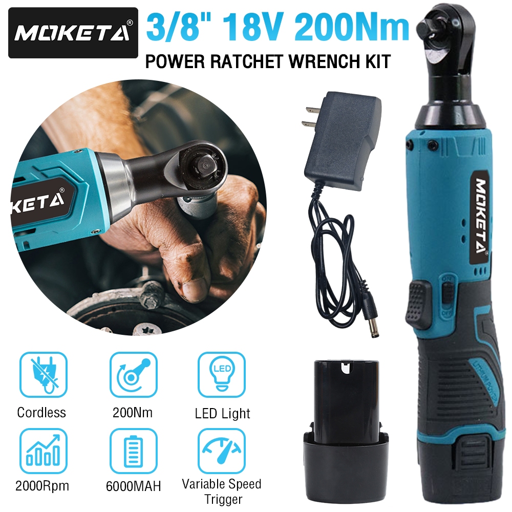 MOKETA 16.8V Cordless Ratchet Wrench Kit Angle Wrench Rachet Wrench ...
