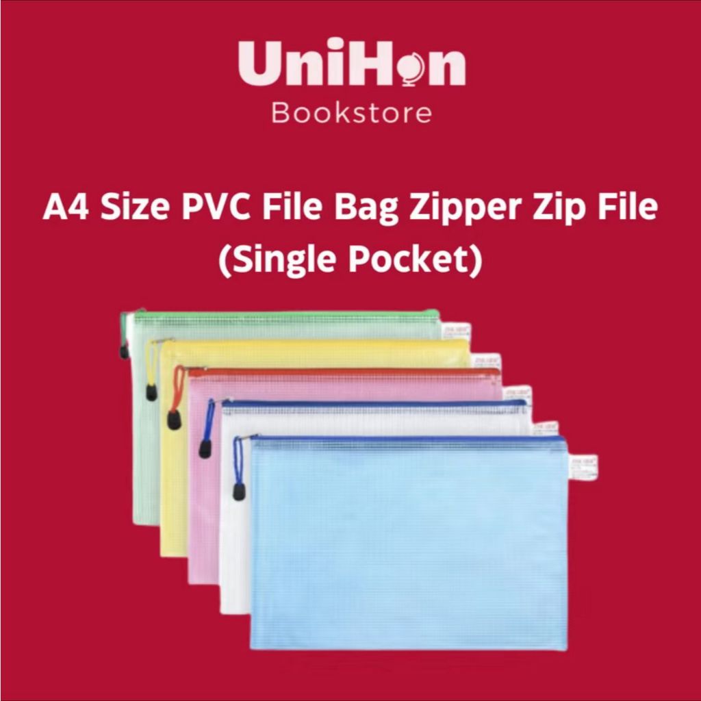 [UNIHON]A4 Size PVC File Bag Zipper Zip File (Single Pocket) Barang ...