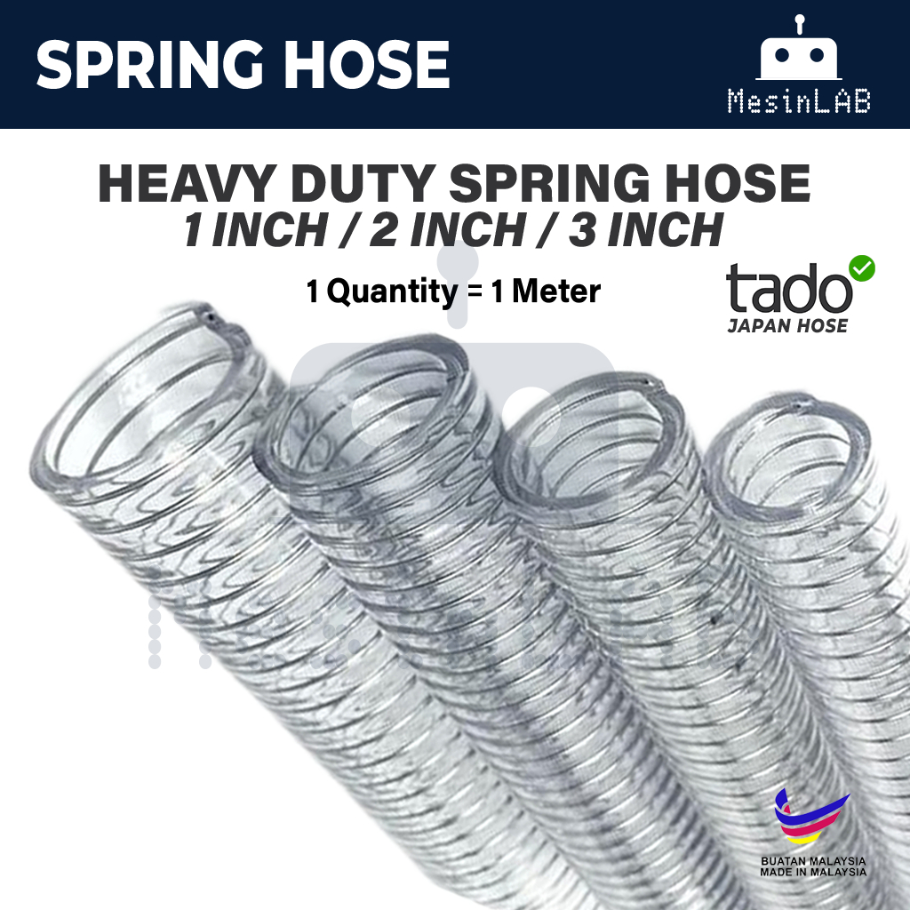 (MesinLAB) 1"/2"/3" Japan Spring Hose Heavy Duty PVC Suction Hose Water ...