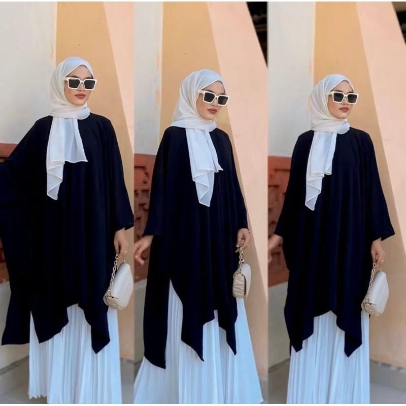 Blouse Muslimah Rose Top Premium Cey Crepe Baggy & Loose Style - Flowy ...