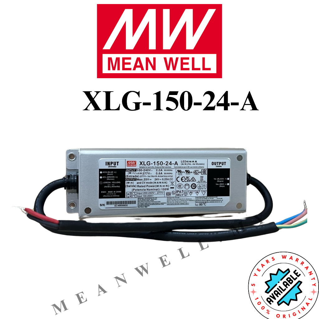 MeanWell XLG-150-24-A 150W constant power mode LED driver | 5 Years ...