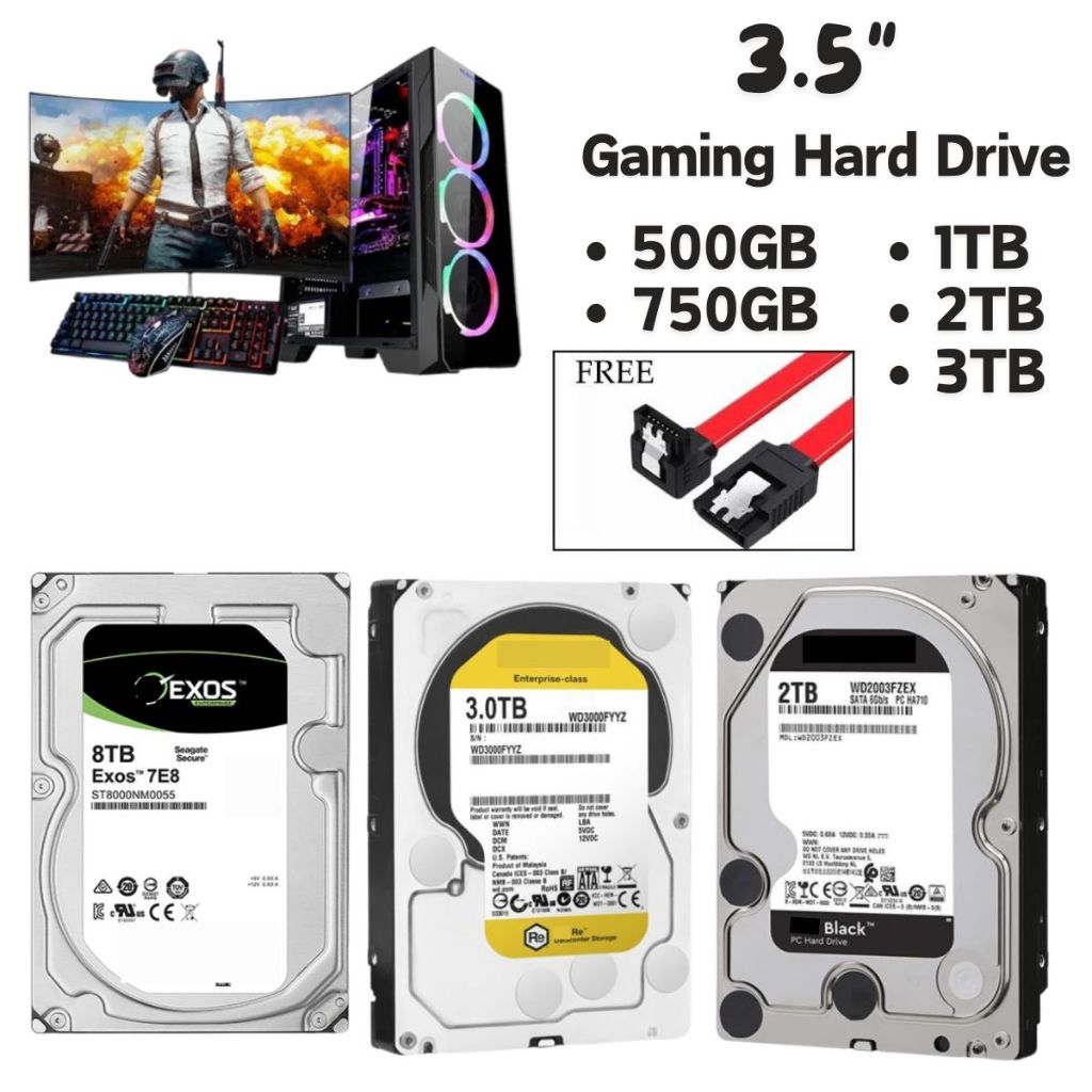 Gaming hdd BLACK Hard Drive SATA 3.5 Internal Computer Desktop Hard ...