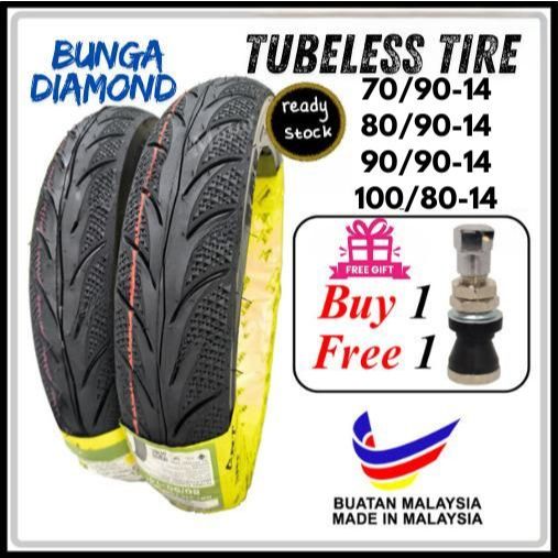 Tayar Tubeless Scooter 80/90-14 Tire Maxxis Diamond 100 80 14 Ego ...