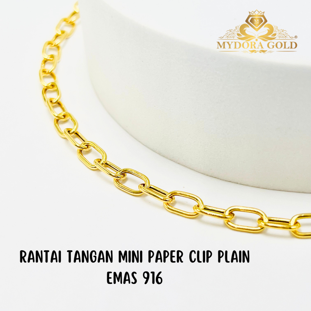 MYDORA Rantai Tangan Mini Paper Clip Plain | Emas 916/22K | Shopee Malaysia