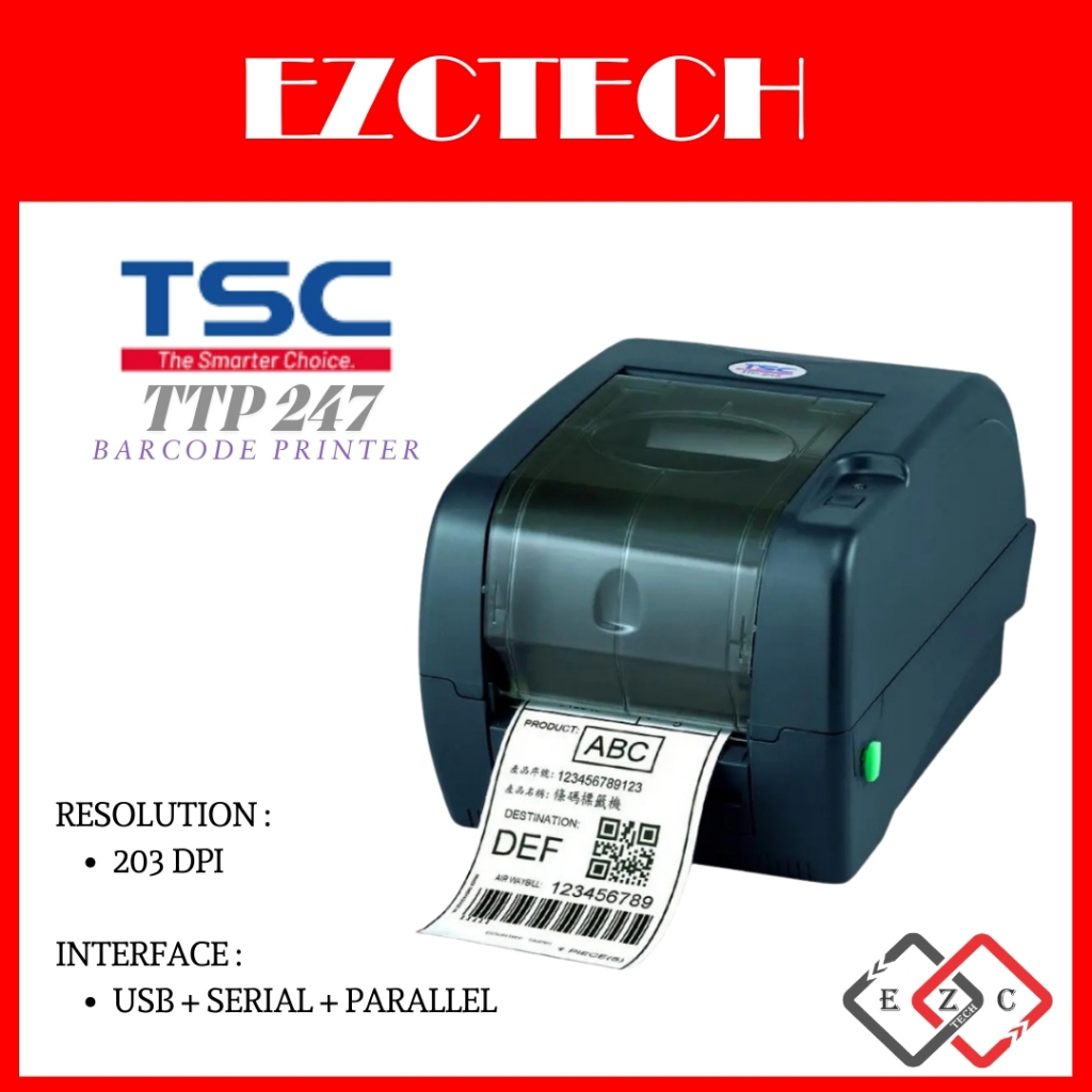 TSC TTP 247 4 inch Desktop Thermal Transfer Barcode Label Printer (usb+com+lpt) | Shopee Malaysia