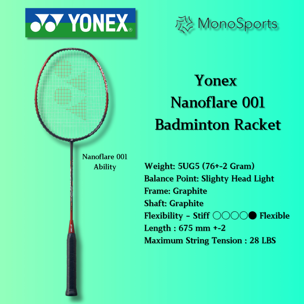 Monosports Yonex Nanoflare 001 Headlight Feel Ability Clear Badminton Racket 5UG5 | Shopee Malaysia