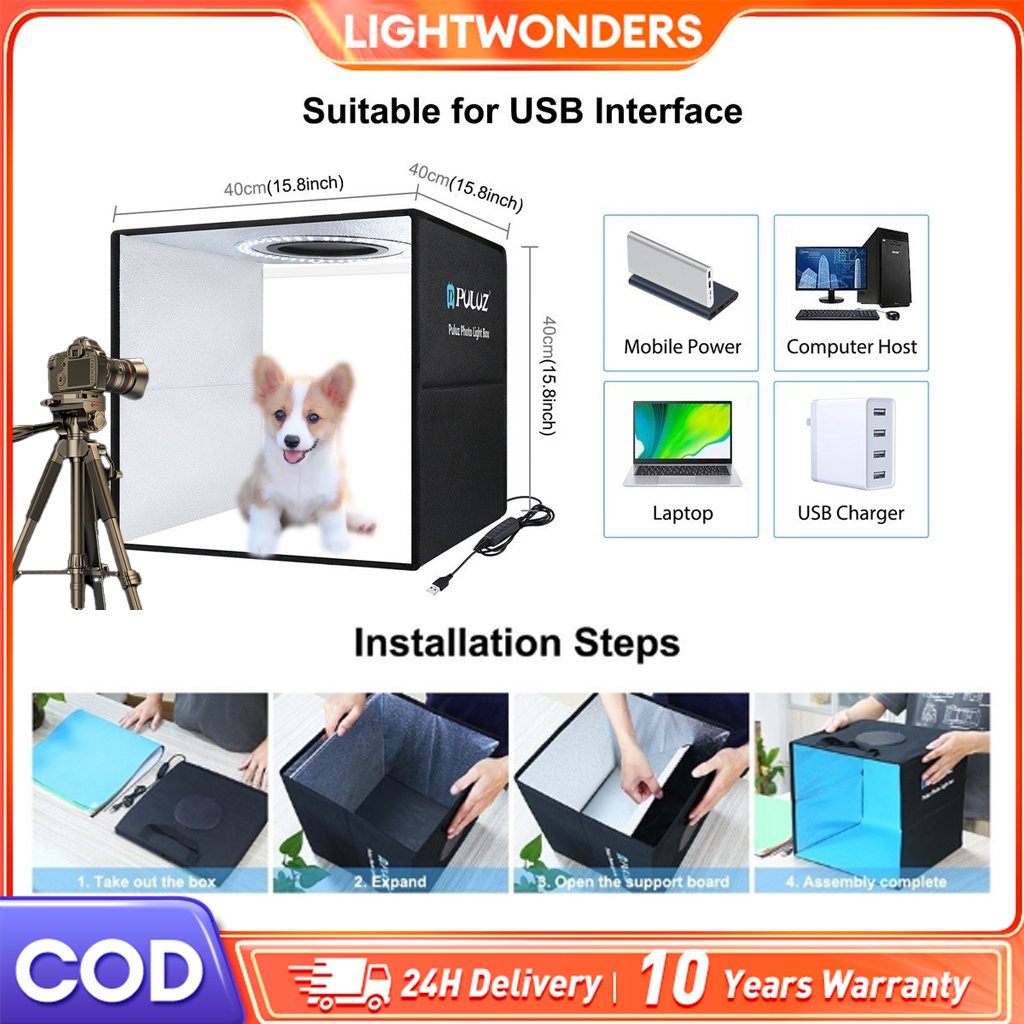 Lightbox Studio Puluz 30cm / 40cm LED Product Photography Lighting Case ...