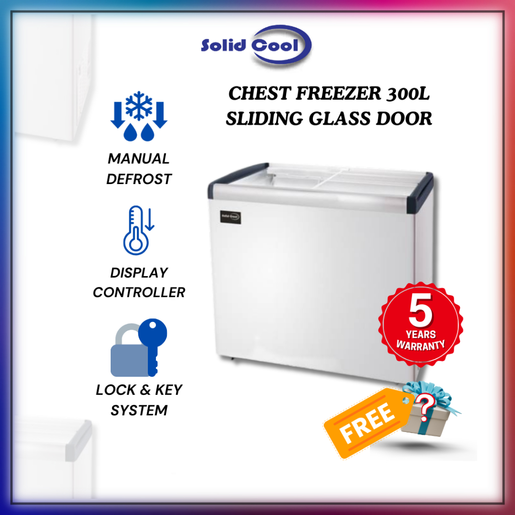 [ SOLID COOL ] SLIDING DOOR CHEST FREEZER SC SDW 300 | Frozen Meat Food ...