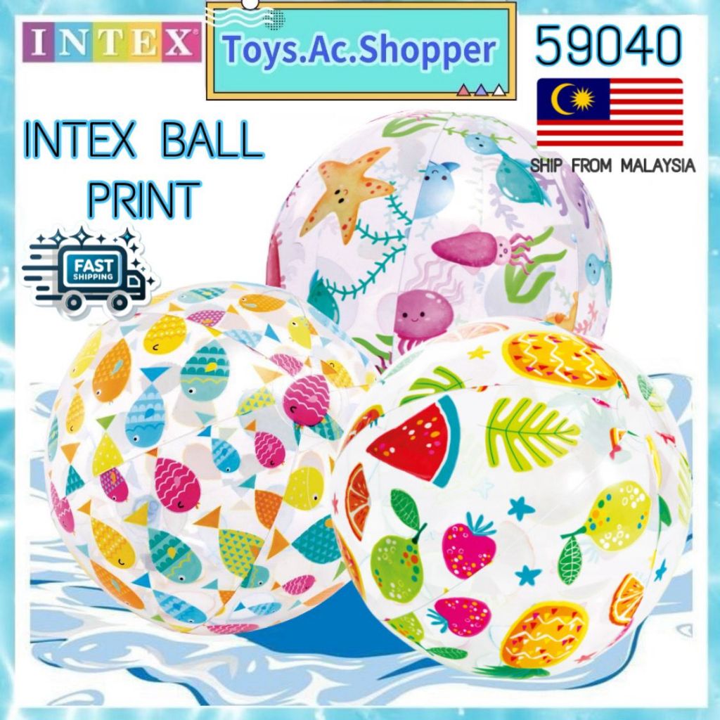 INTEX 59040 20in Lively Print Balls 1pcs Pelambung Bola Inflatable ...
