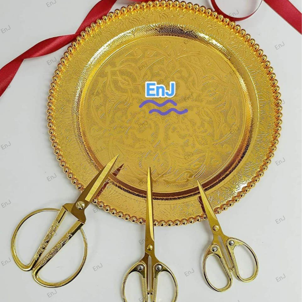 Gold Scissors/Opening Ceremony Gold Scissors/Gold Metal Tray/Gold Metal ...
