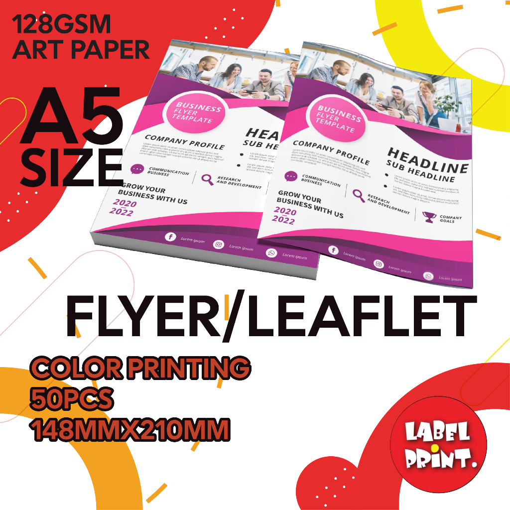 Flyer A5 Printing 128GSM Art Paper (Custom Design) 50PCS | Shopee Malaysia