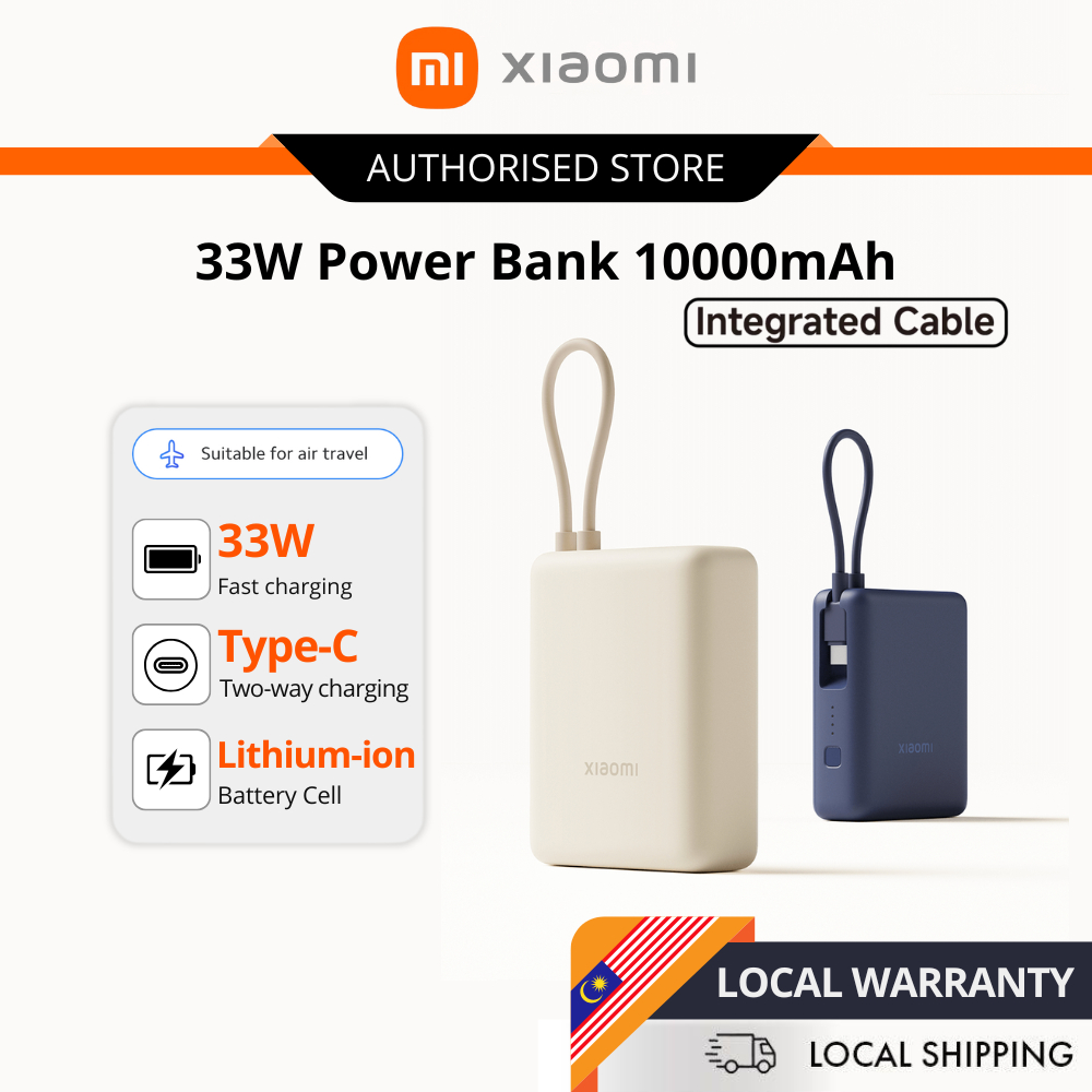 Xiaomi 33W Power Bank 10000mAh (Integrated Cable) | Shopee Malaysia