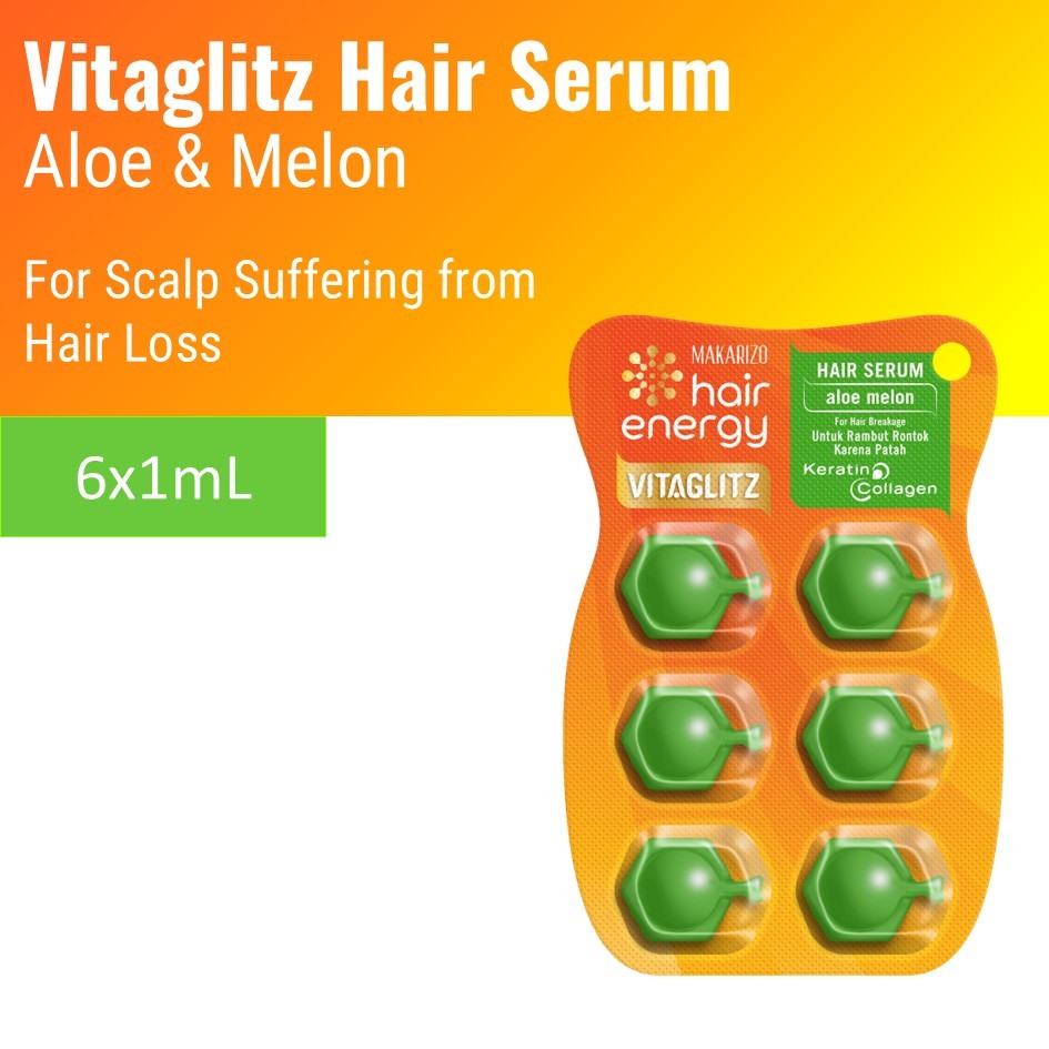 Makarizo Hair Energy Vitaglitz Hair Serum Aloe & Melon (6x1ml) | Shopee ...
