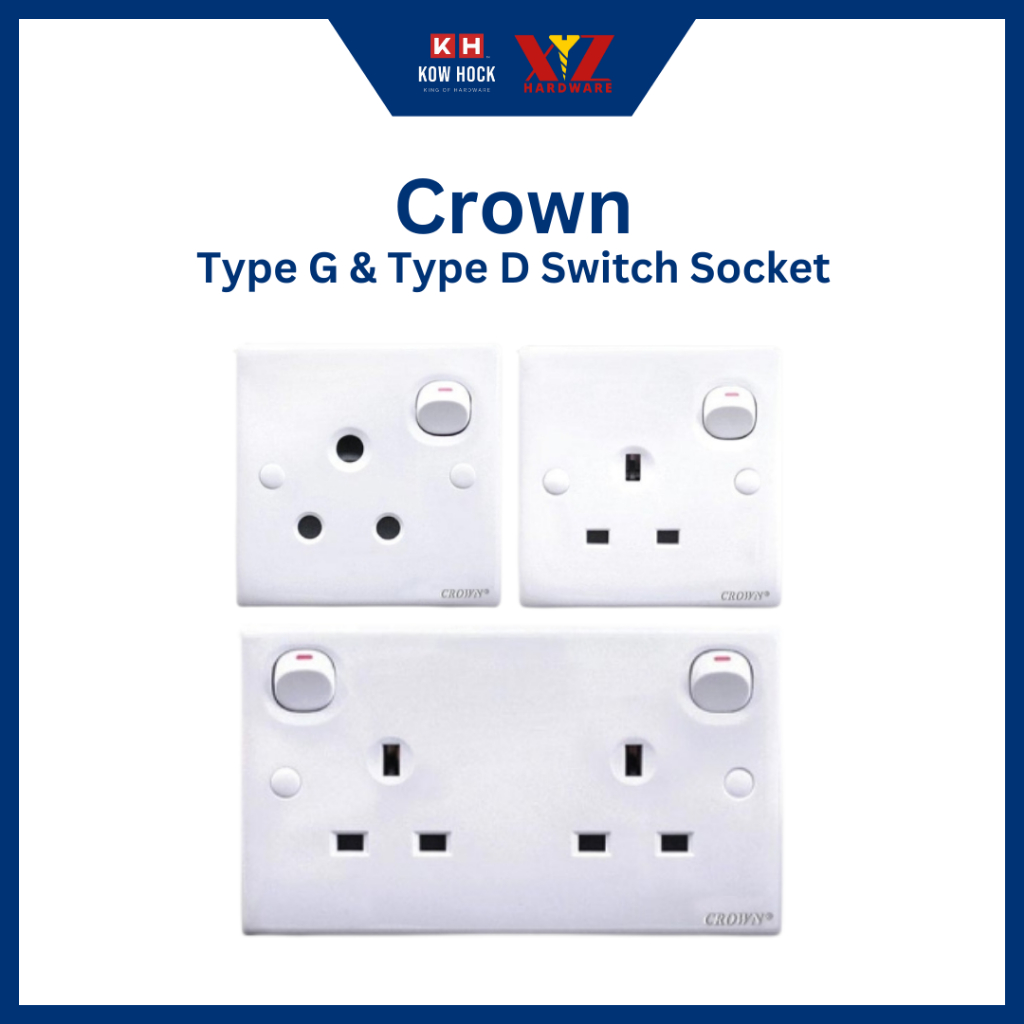 Type G & Type D Switch Socket Crown | Plug outlet, electrical socket, 3 ...