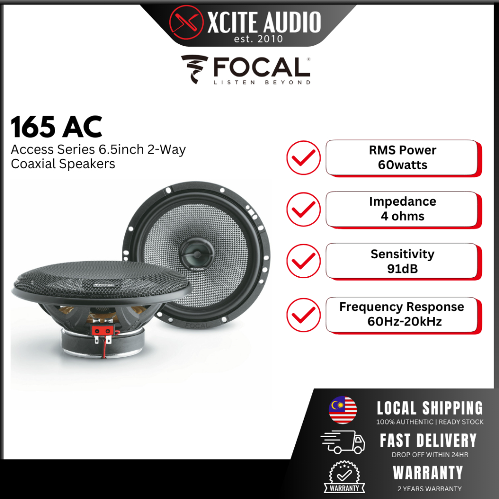 Focal Access 165AC 2-way Coaxial Speaker Kit | 120W Peak | RMS 60W | 2 Years Warranty | 100% ...