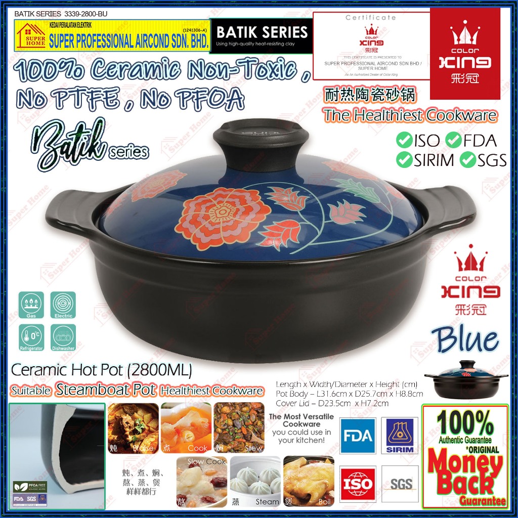 Color King Ceramic Hot Pot 2800ml 100% Ceramic Pot (3339-2800) Batik ...